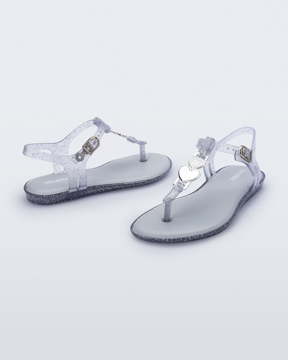 Solar Sandal in Glitter Clear for Kids & Mini Melissa Shoes US