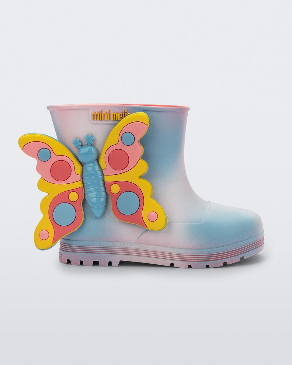 Welly Wonderland Boot in Pink/Blue for Babies & Mini Melissa Shoes US