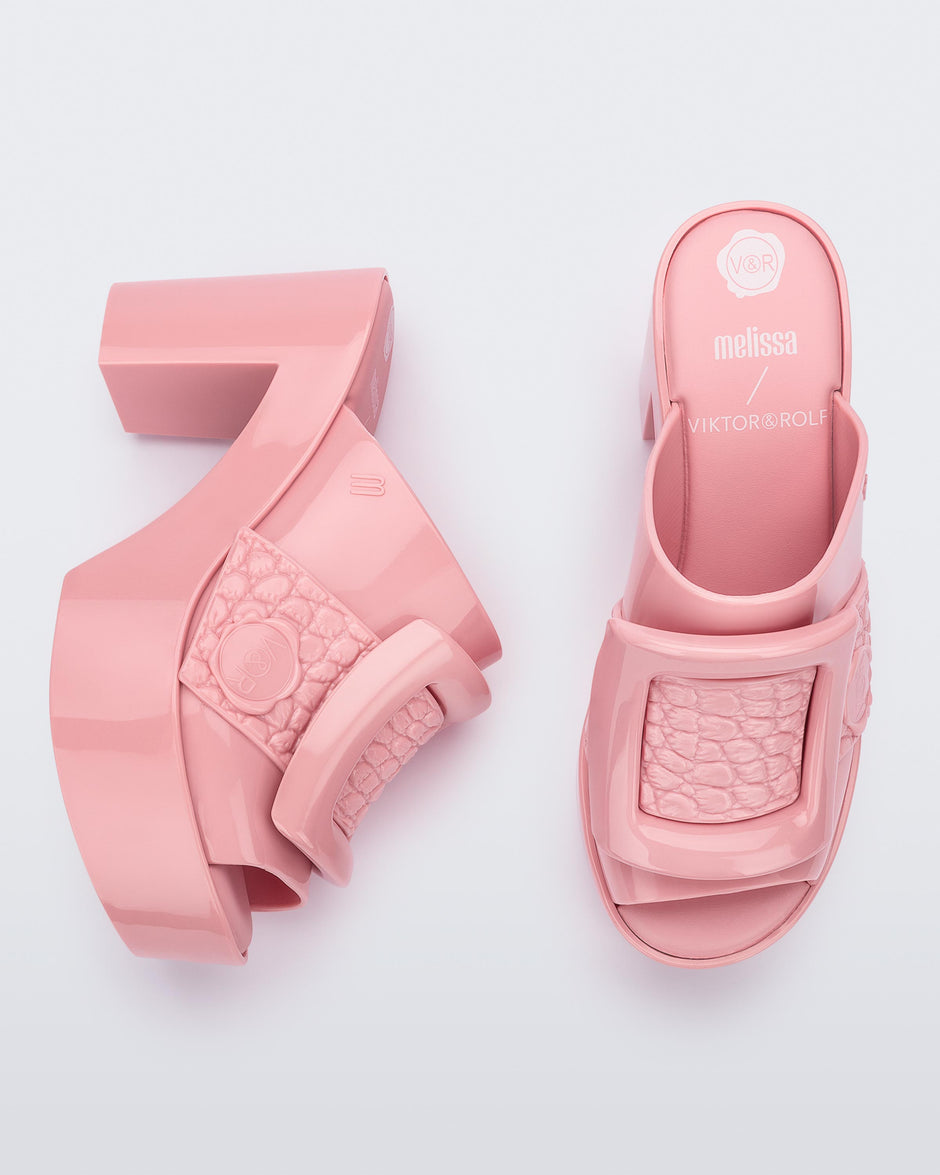 Buckle Up Mule Heel in Pink/Pink & Melissa Shoes US